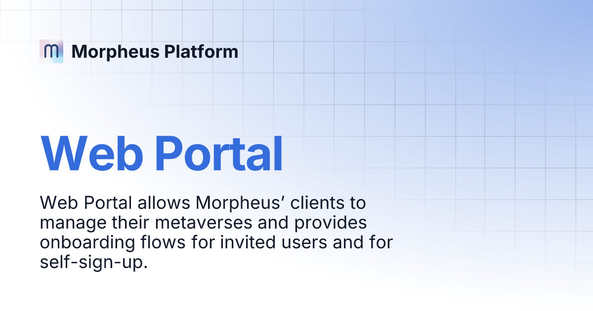 Web Portal | Morpheus Platform